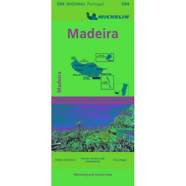 Michelin Portugal, Madeira Road and Tourist Map 594 (Sheet map, folded ...