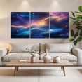 Color Starry Sky Canvas Wall Art 3 Panels, Night Sky Nature Scenery ...