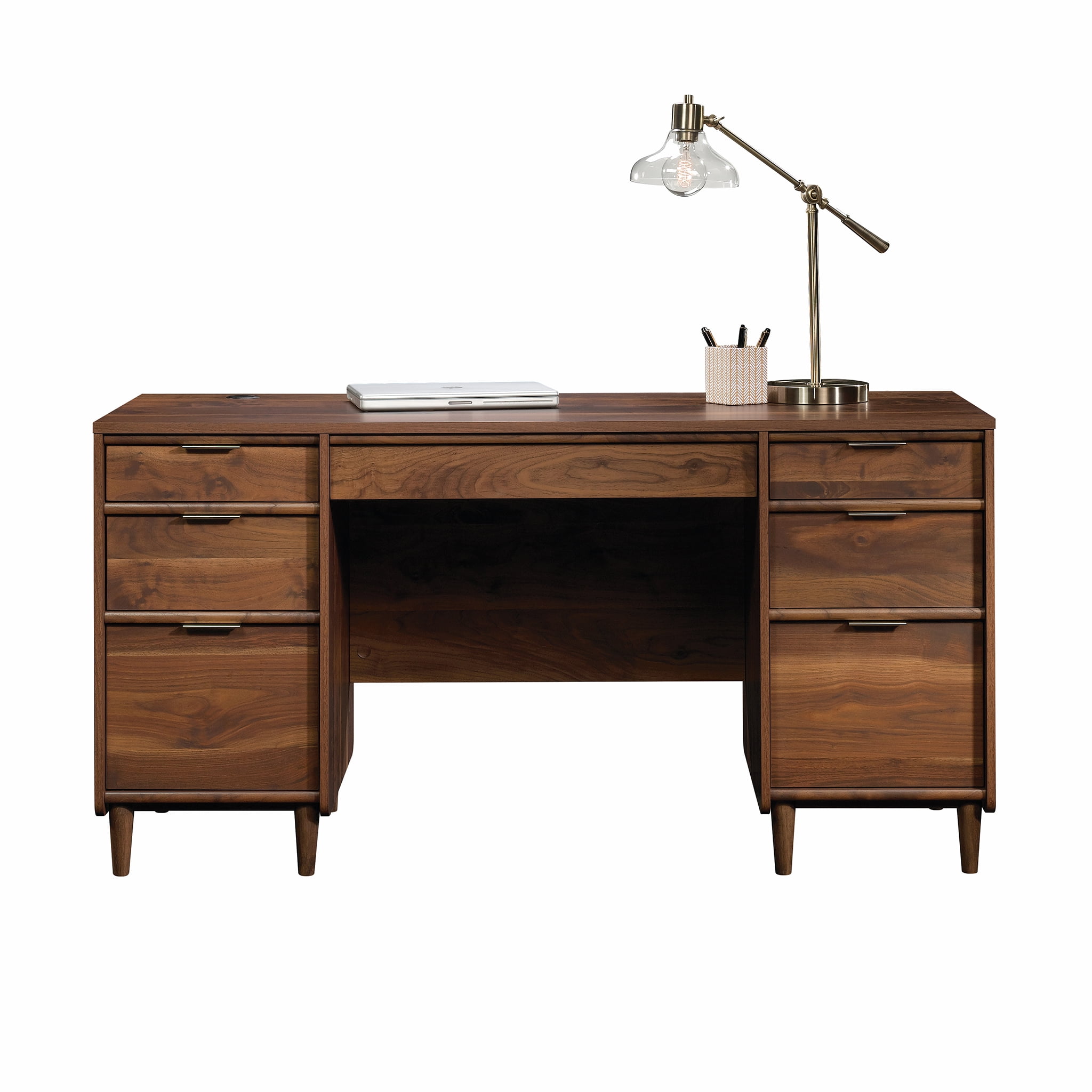 Sauder Clifford Place Executive Desk with Flip Down Keyboard Shelf Grand Walnut Finish Walmart