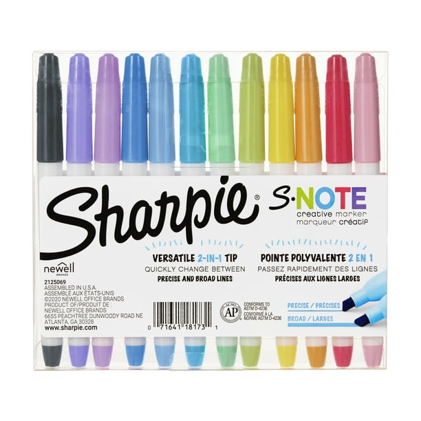Sharpie S-Note Creative Marker Set, 12-Markers, Highlighter, Assorted ...