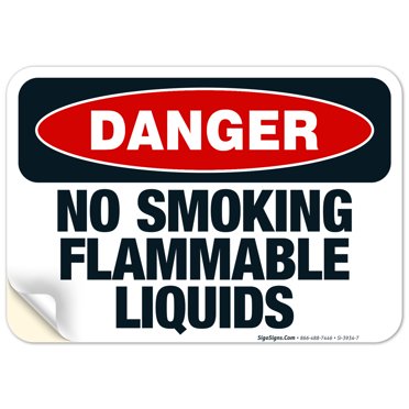Flammable Liquids No Smoking Sign, OSHA Danger Sign, 18x24 Corrugated ...