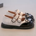 Black Spring Summer Little Girls Princess Leather Sandals Flat Soft ...