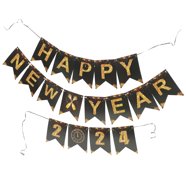 Black Gold Glitter Pennant Party Banner - Walmart.com