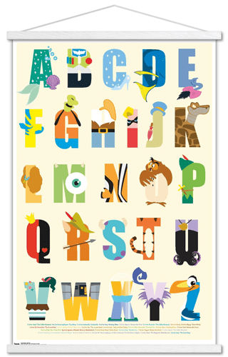 Disney Characters as the Alphabet Wall Poster with Magnetic Frame, 22. ...