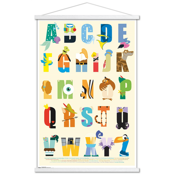 Disney Characters as the Alphabet Wall Poster with Magnetic Frame, 22. ...