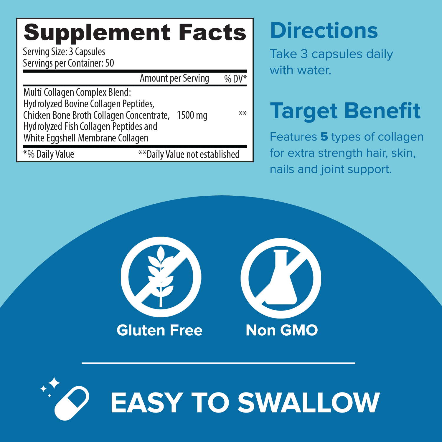 Collagen Pills Multi Collagen Complex – Type I, II, III, V, X – Extra ...