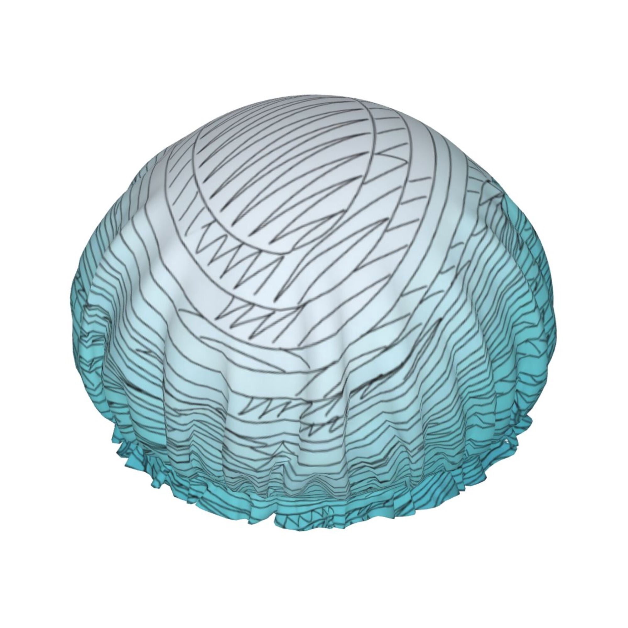 YFYANG Women's Double Waterproof Shower Cap, Blue Abstract Lines ...