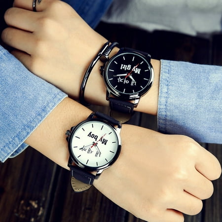 Volkmi Student watch simple leather girlfriend pair watch couple watch ...