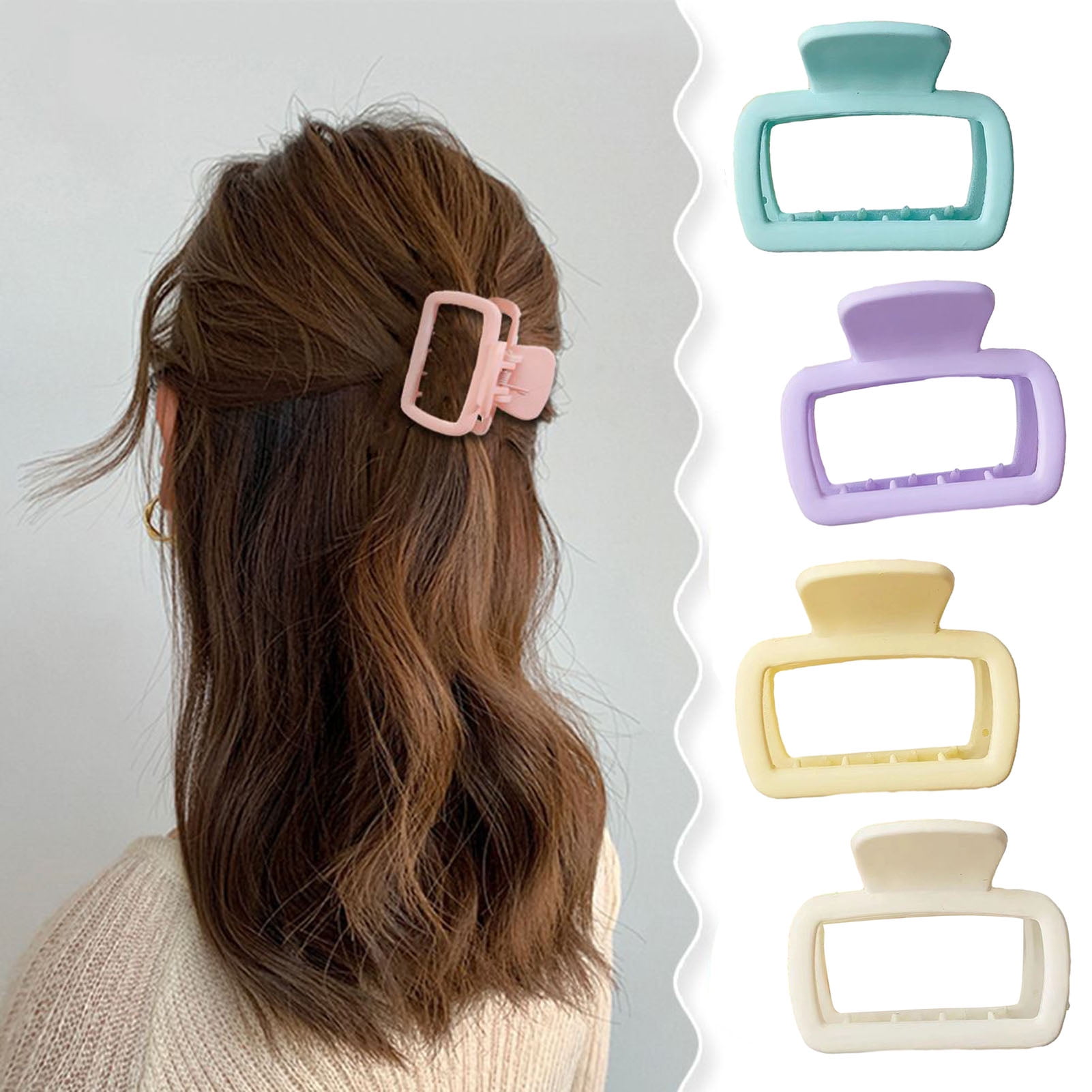 Anvazise Girls Plastic Hair Claw Candy Color Geometric Shape Back Head ...