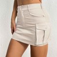 Zando Low Waist Denim Skirt for Women Tummy Control Mini Cargo Denim ...