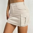 Zando Low Waist Denim Skirt For Women Tummy Control Mini Cargo Denim