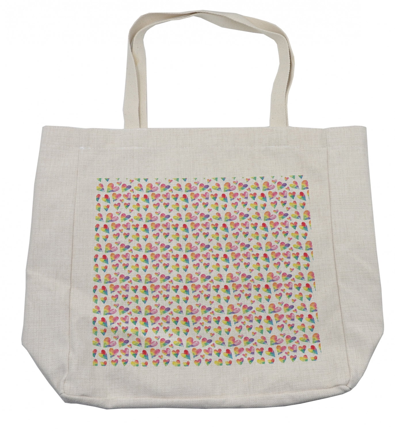 Heart Shopping Bag, Rainbow Colors Watercolor Style Inspired Hearts ...