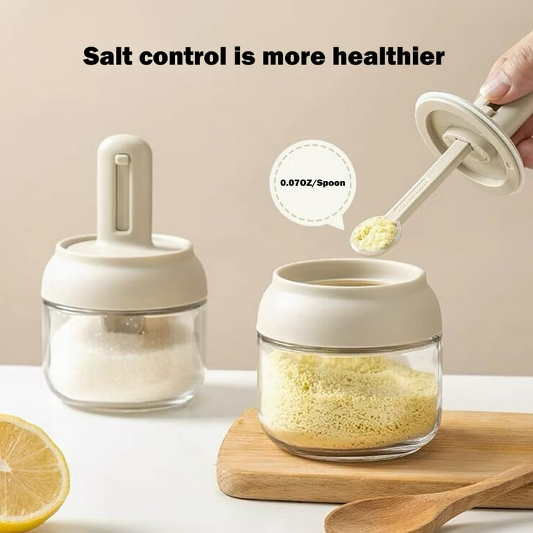 Salt Container With Spoon Wooden Salt Cellar With Lid And Wooden Spoon