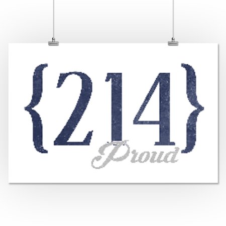 Grand Prairie, Texas - 214 Area Code (Blue) - Lantern Press Artwork ...