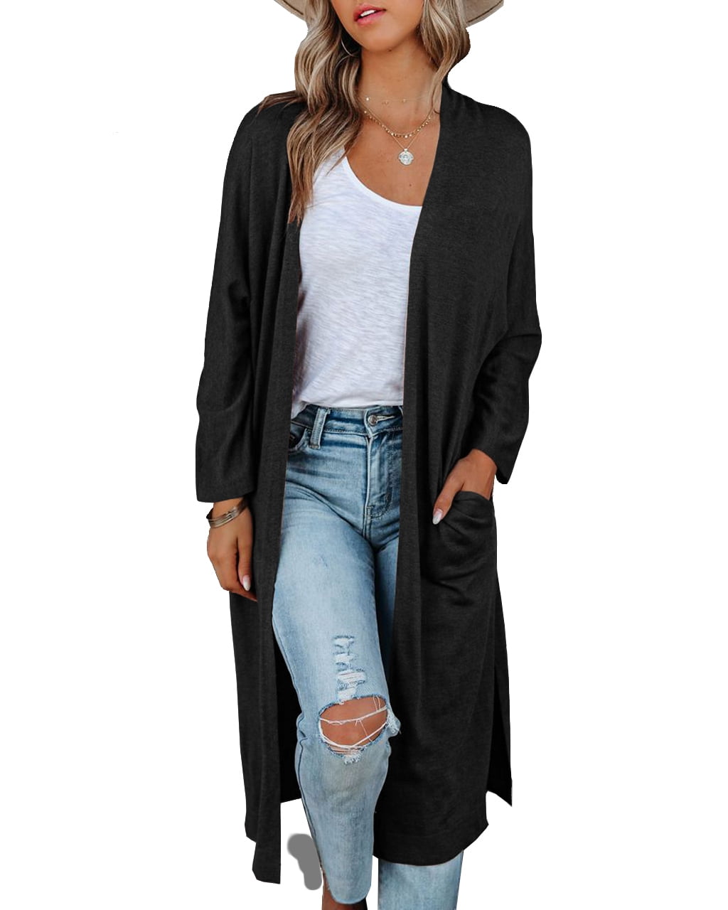 MURMUREY Womens Long Sleeve Open Front Long Cardigan Sweaters ...