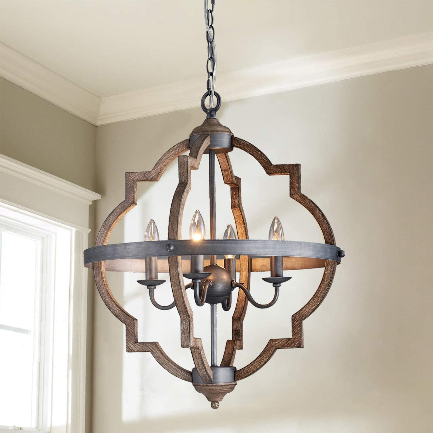 Home & Living Rustic Farmhouse 4 Light Globe Pendant Light chandelier ...