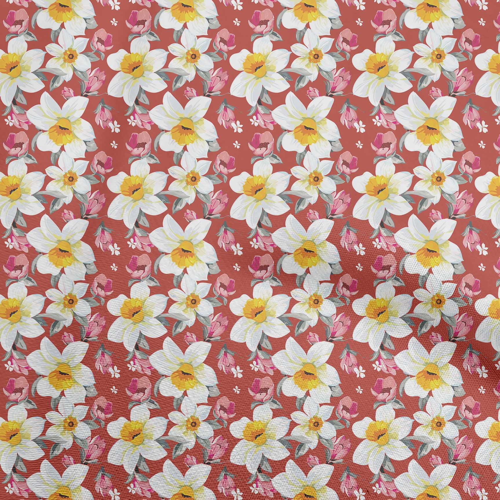 oneOone Silk Tabby Red Fabric Floral Sewing Craft Projects Fabric ...