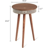 Toocust Smart Round End Table, Bluetooth Speaker, Charging Station with ...