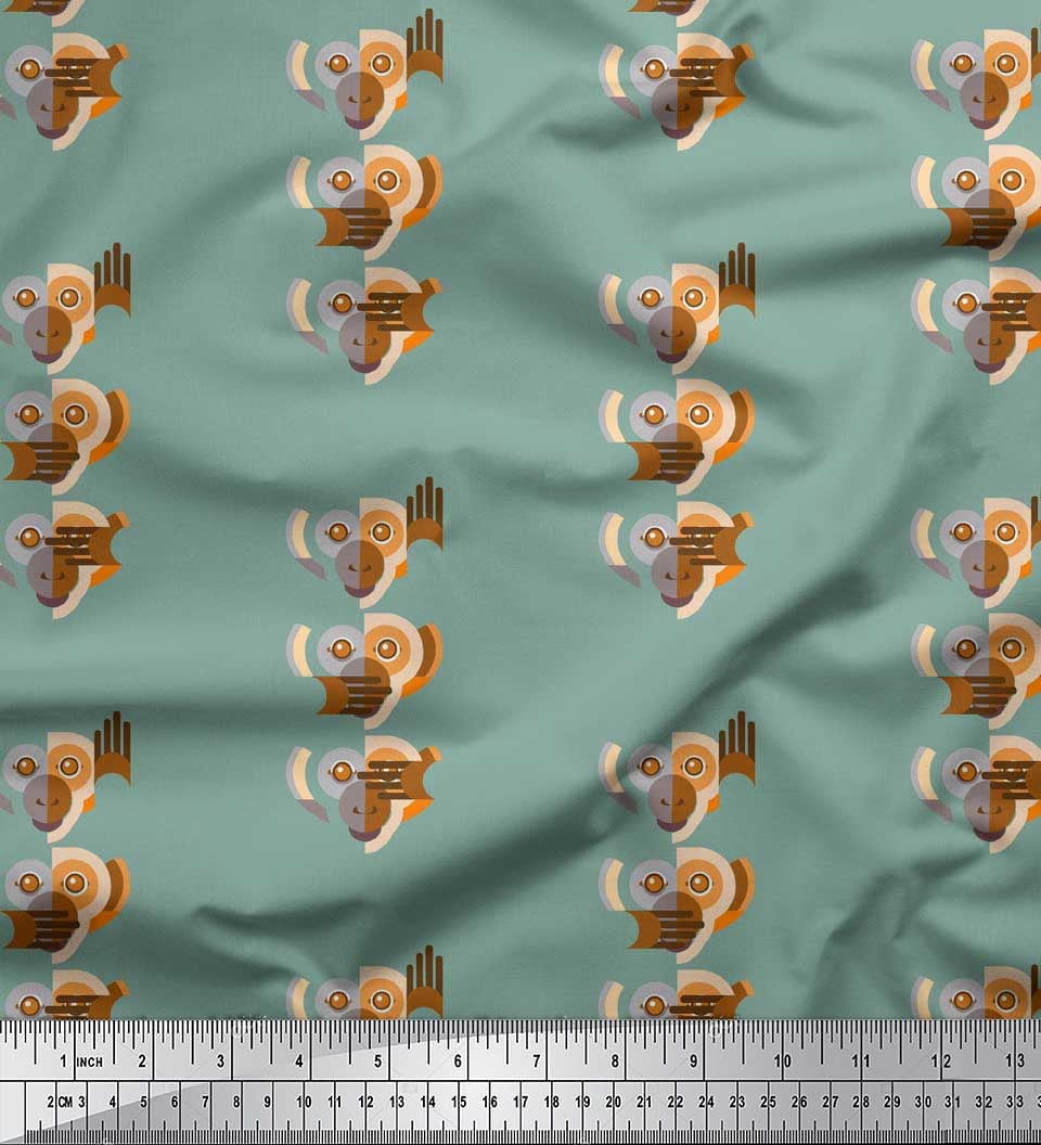 Soimoi Japan Crepe Satin Fabric Monkey Face Cartoon Printed Craft ...