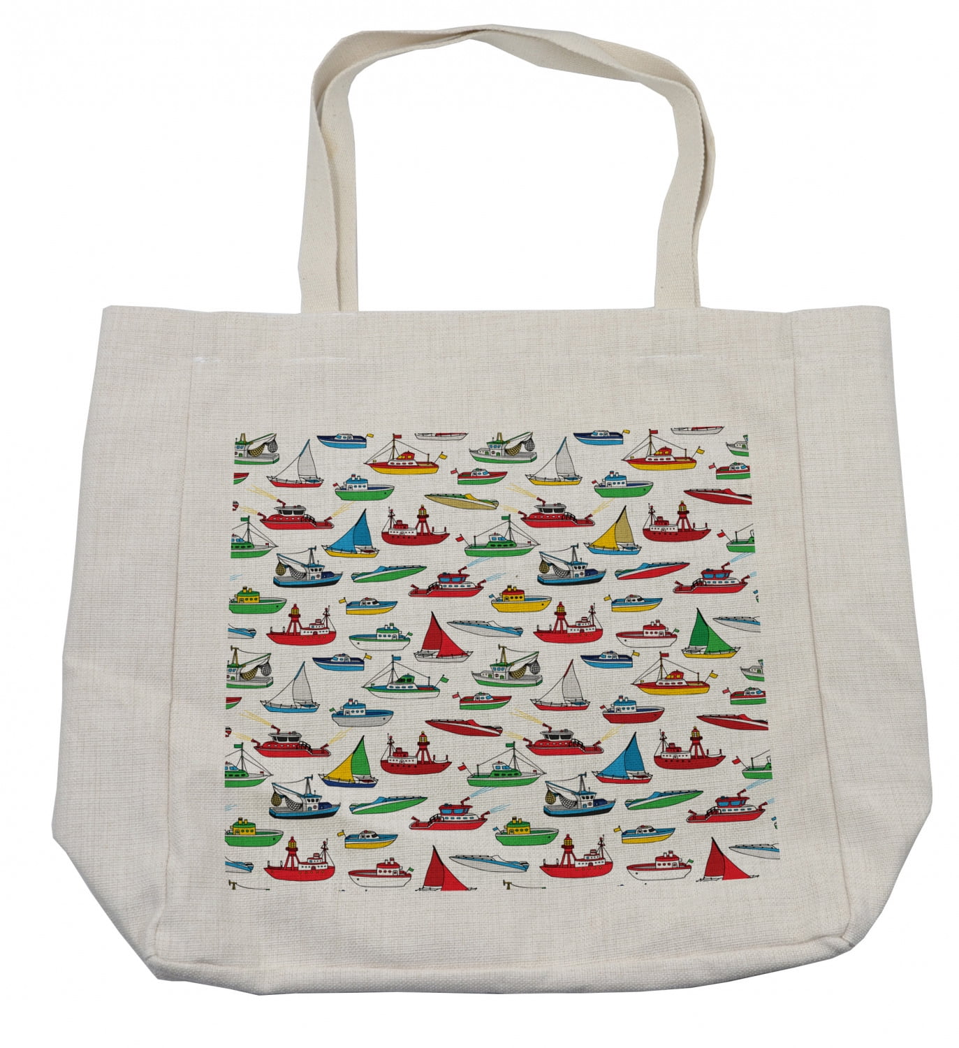 Nautical Shopping Bag, Bunch of Colorful Vessel Speedboat Fishing ...