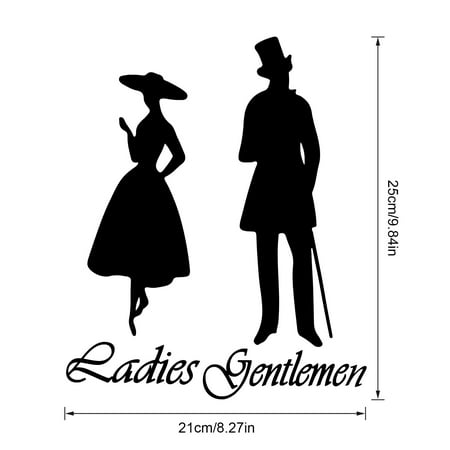 Ladies Gentlemen Wall Sticker Ladies Gentlemen WC Door Sticker Restroom ...