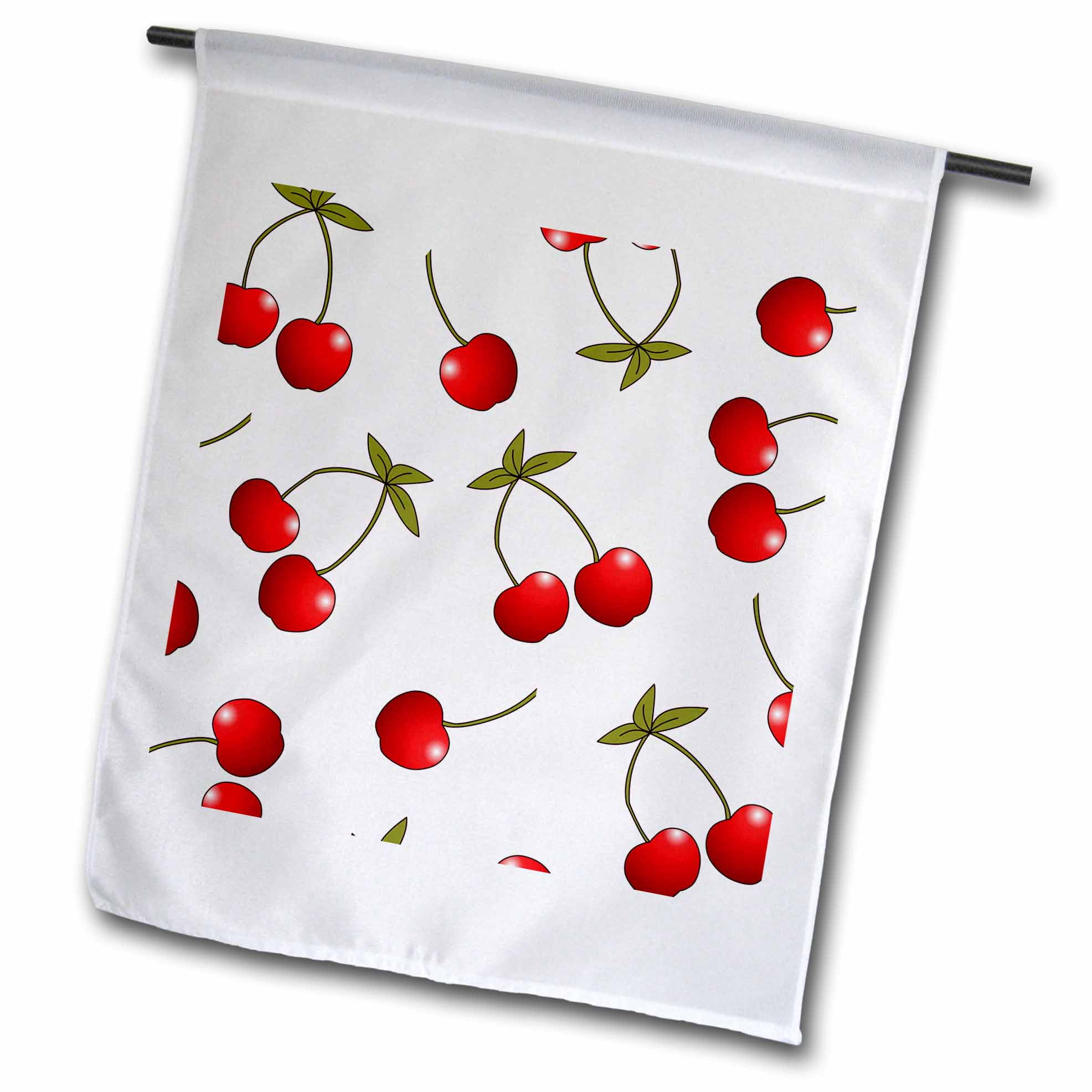 3dRose Cherry Print Juicy Red Cherries on White - Garden Flag, 12 by 18 ...