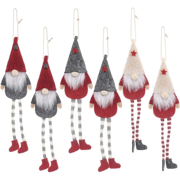Christmas Dwarf Hanging Decoration 6 Pieces Of Swedish Gnome Santa ...