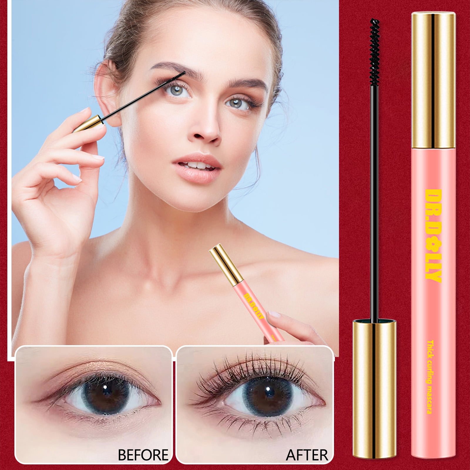 Puntoco Pincel pequeño negro para ojos gruesos y rizados Pincel negro para ojos finos Primer ...