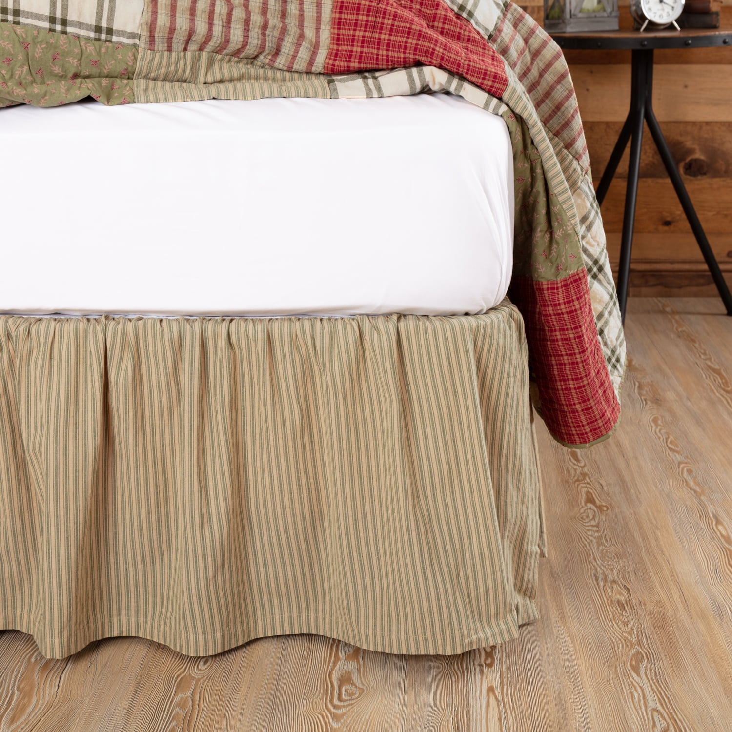 Khaki Tan Farmhouse Bedding Cottage Path Ticking Stripe Cotton Split