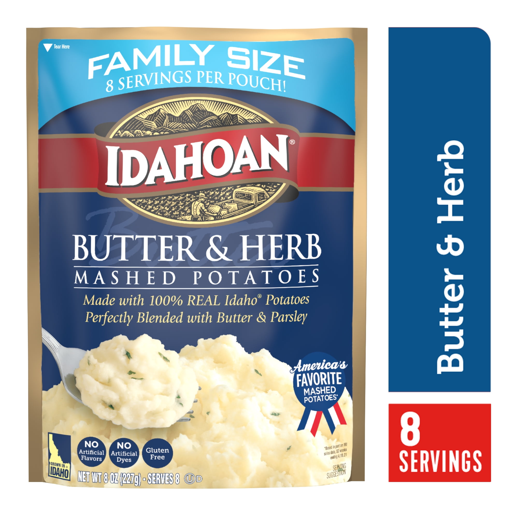 Idahoan Butter & Herb Mashed Potatoes Family Size, 8 oz (Pack of 8 ...