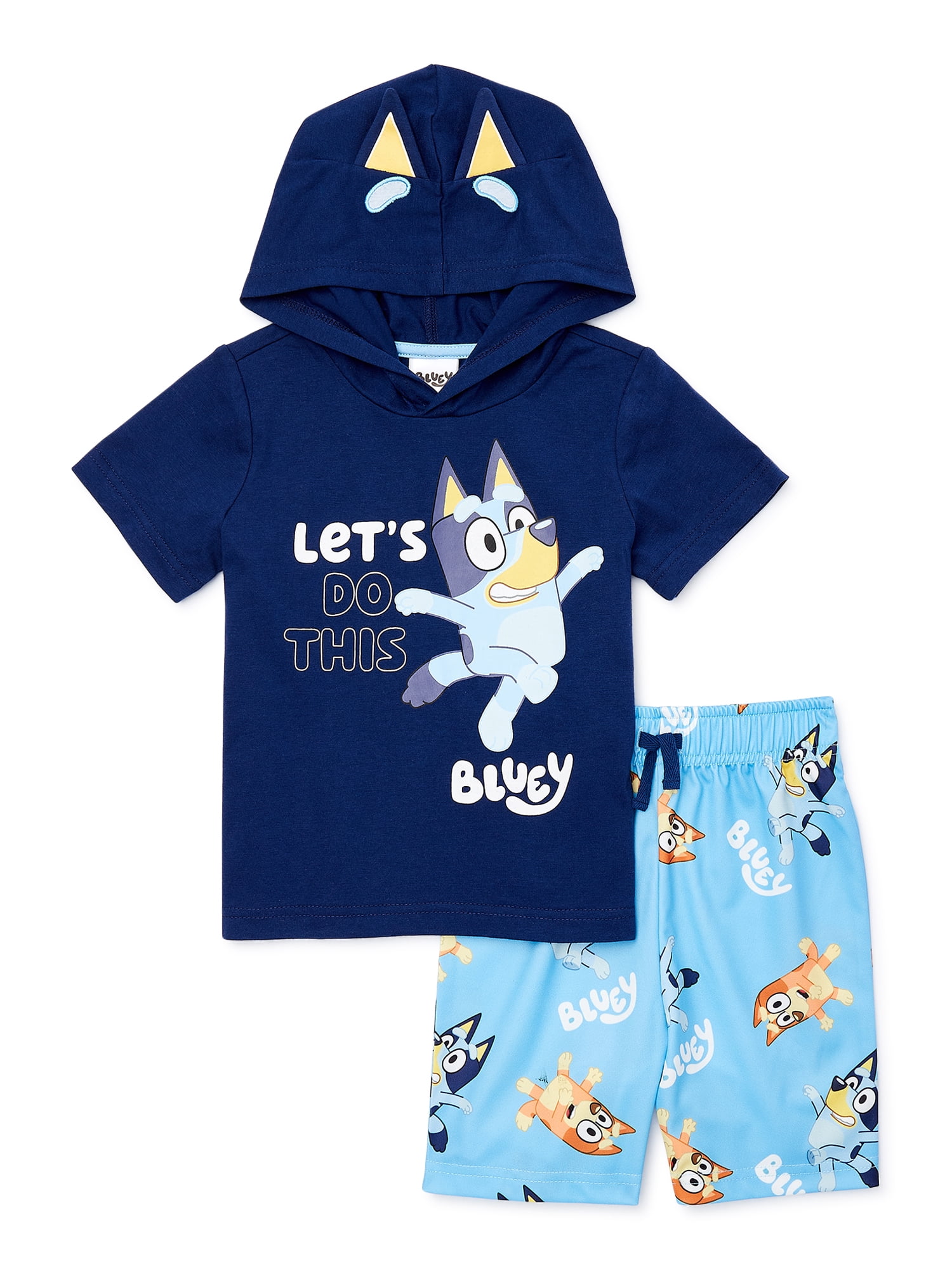 Bluey Toddler Boys Cosplay Hooded Top and Shorts Set, 2-Piece, Sizes 2T ...