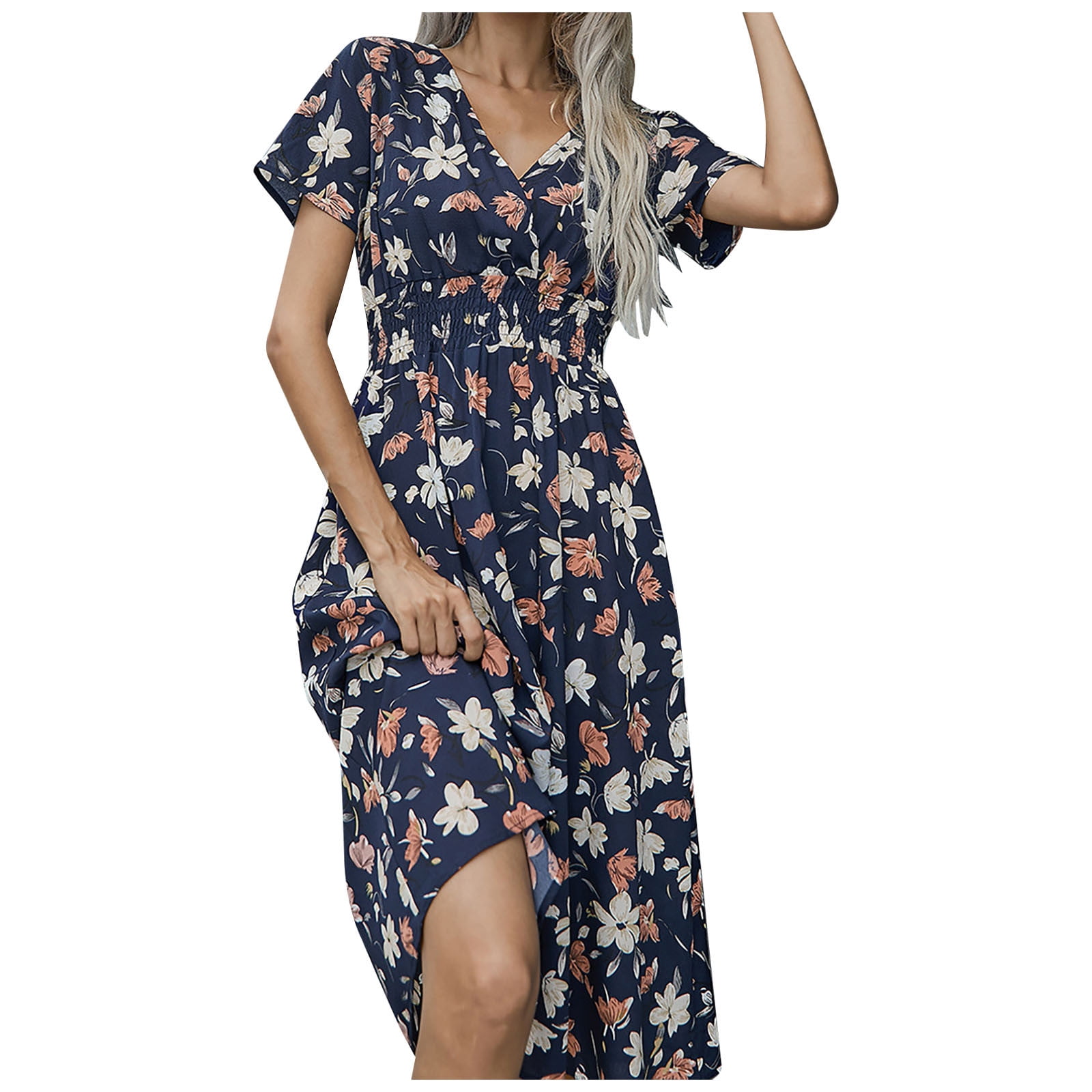 HTNBO Summer Savings Clearance Summer Dresses for Women 2022 Casual V ...