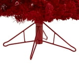 Nearly Natural 4' Red Flocked Fraser Fir Artificial Christmas Tree with ...