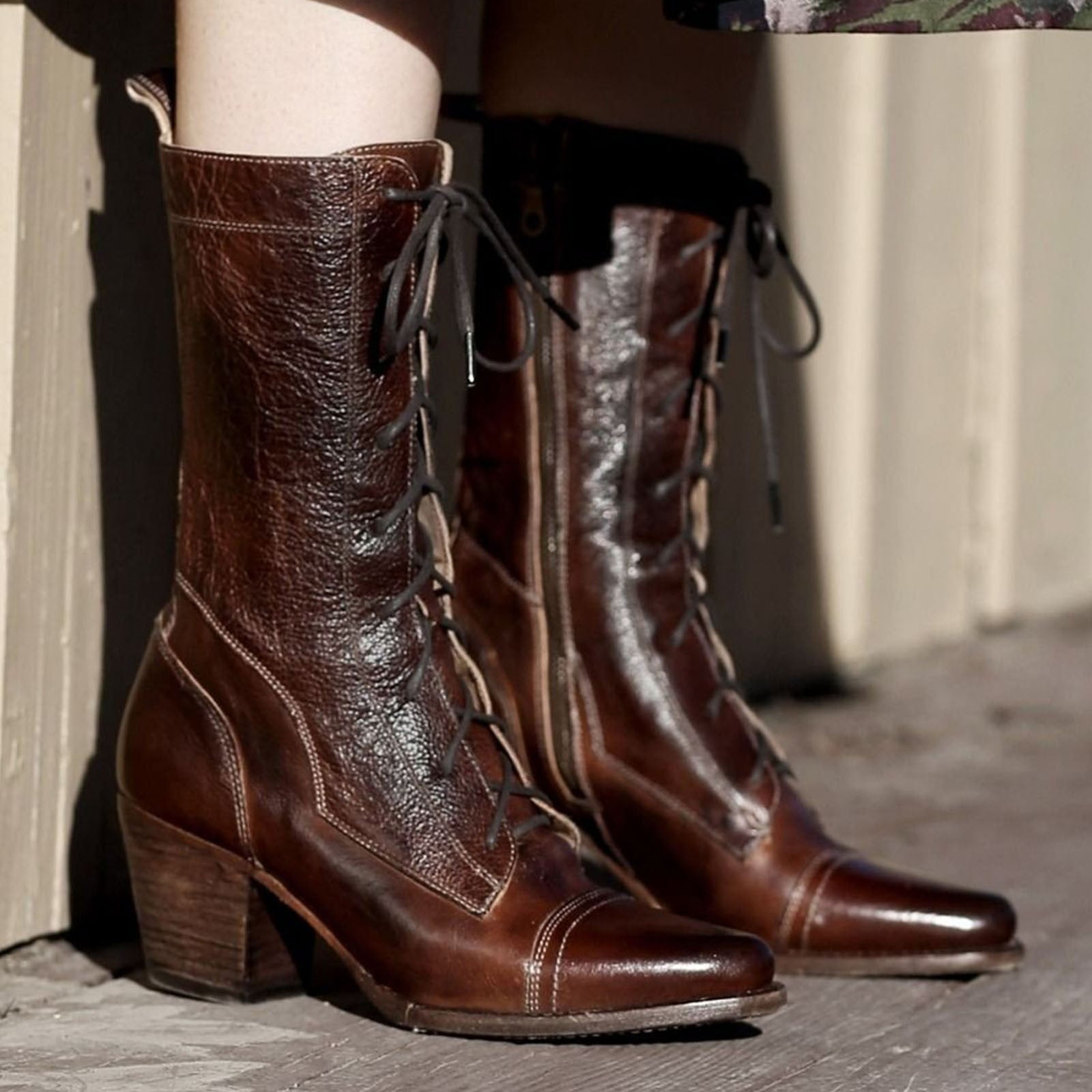 Click here for Huitkmm Mid Calf Boots For Women Low Heel Women Mi... prices