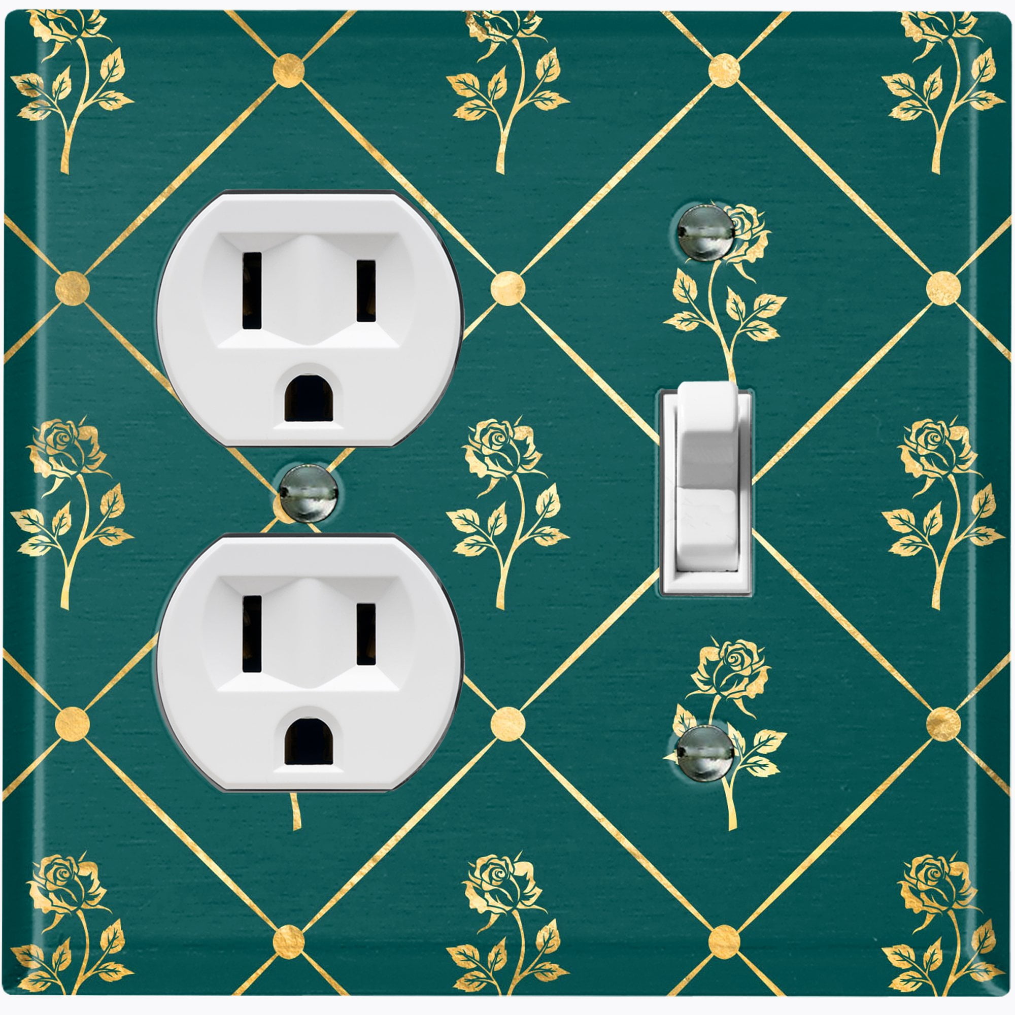 Metal Light Switch Plate Cover Elegant Yellow Tufted Rose Emerald ...