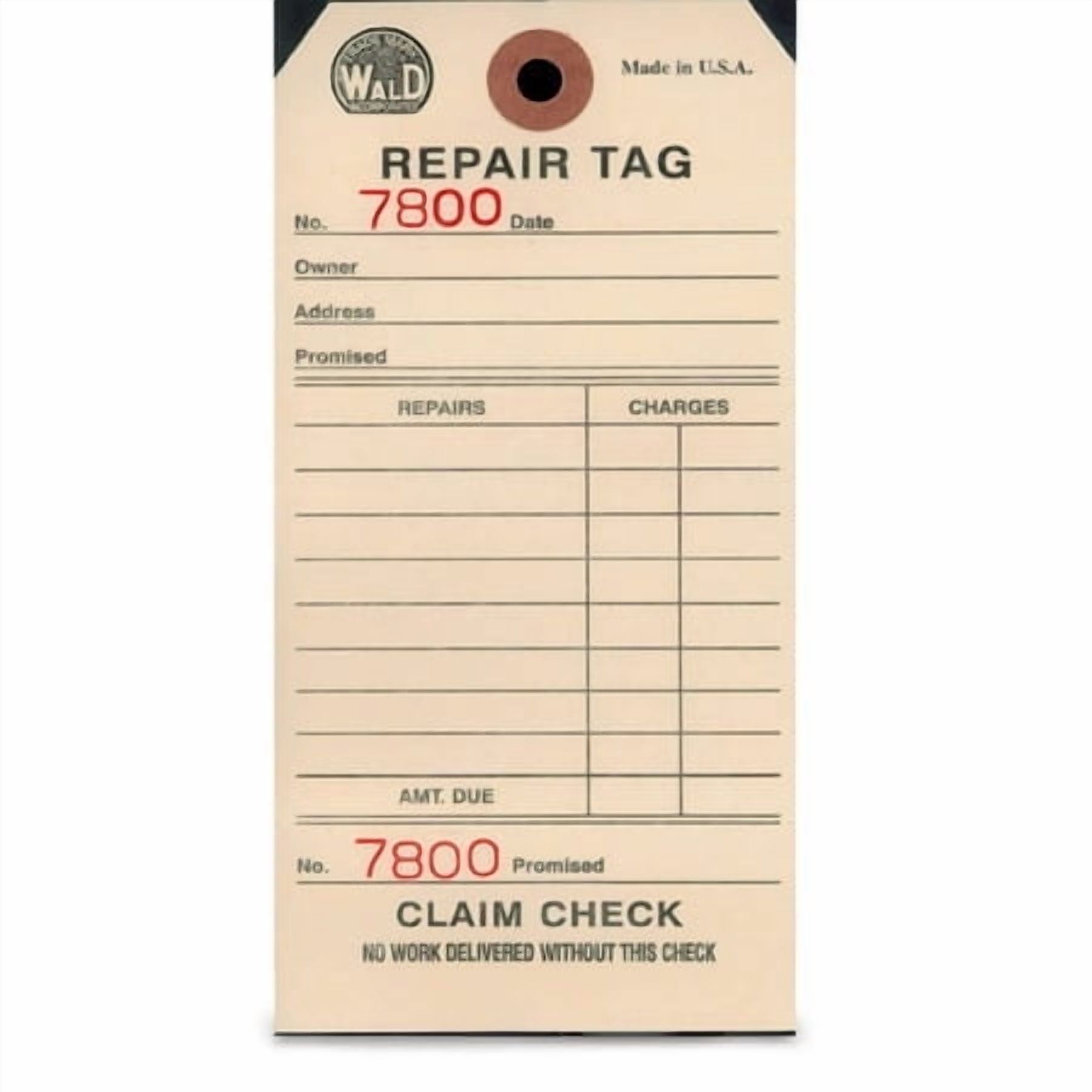 Click here for Wald Repair Tags - Box Of 500 prices