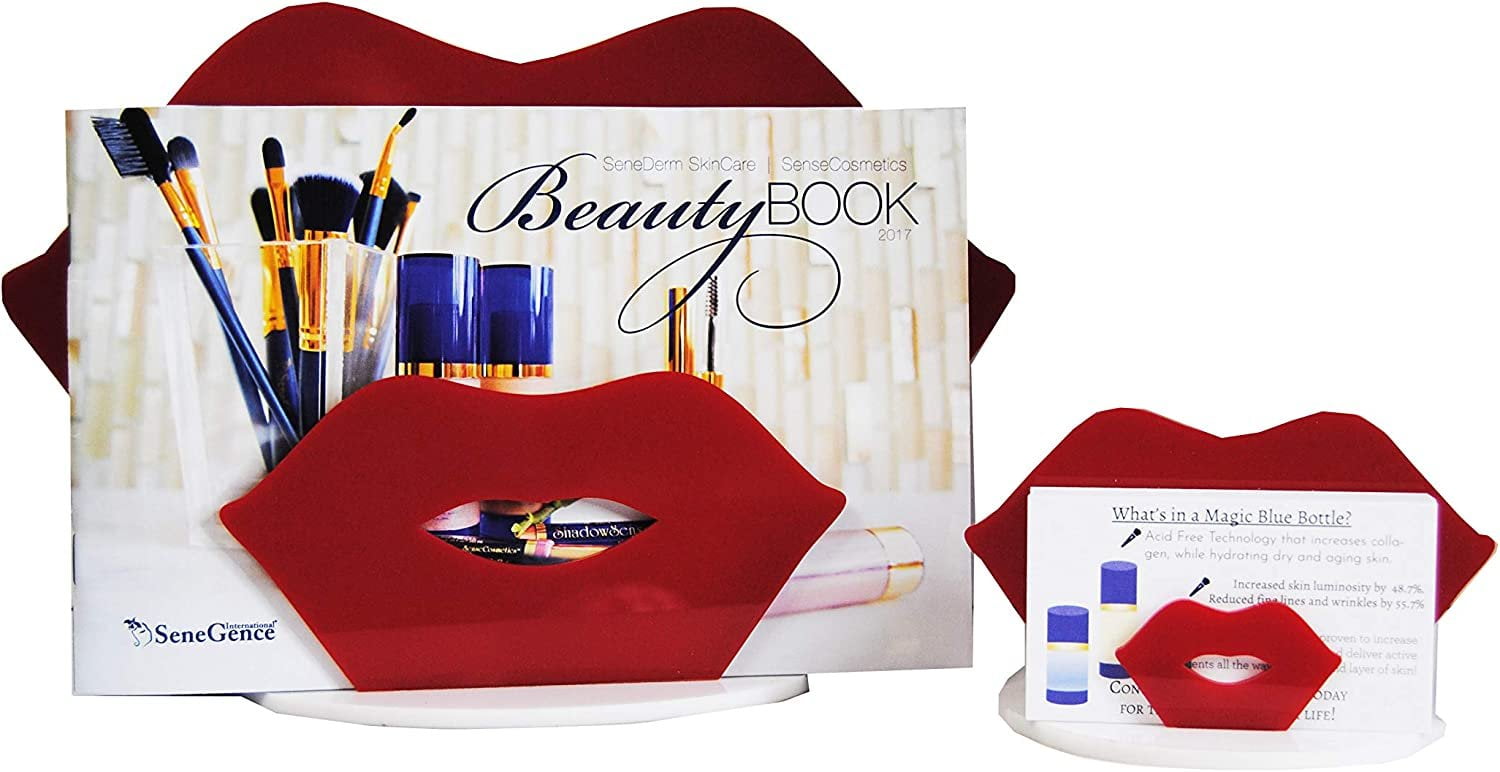 Red Lip Business Card Holder & Beauty Book Brochure Display Acrylic ...