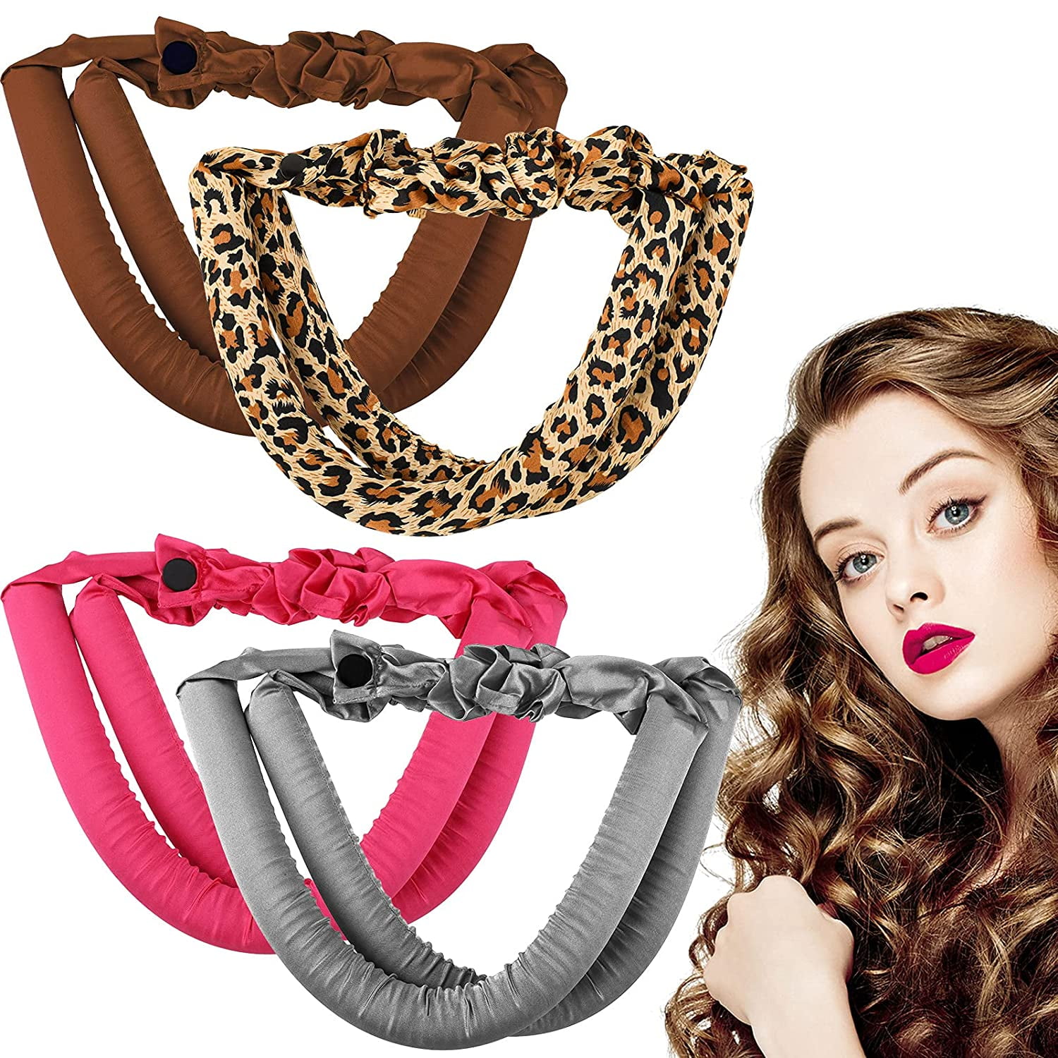 4 Pieces Soft Heatless Curl Ribbon Heatless Curling Rod Headband ...