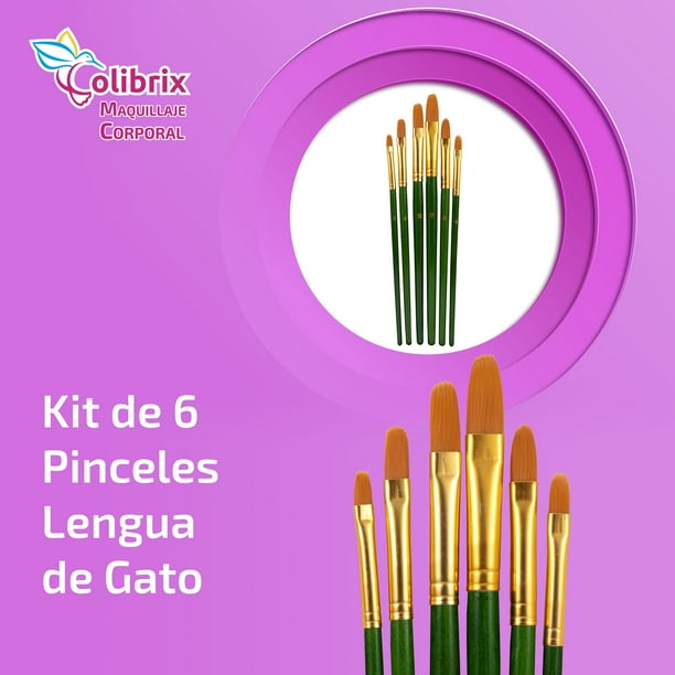 Colibrix Pinceles Lengua de gato Set 6pz COLIBRIX Pincel | Walmart en línea