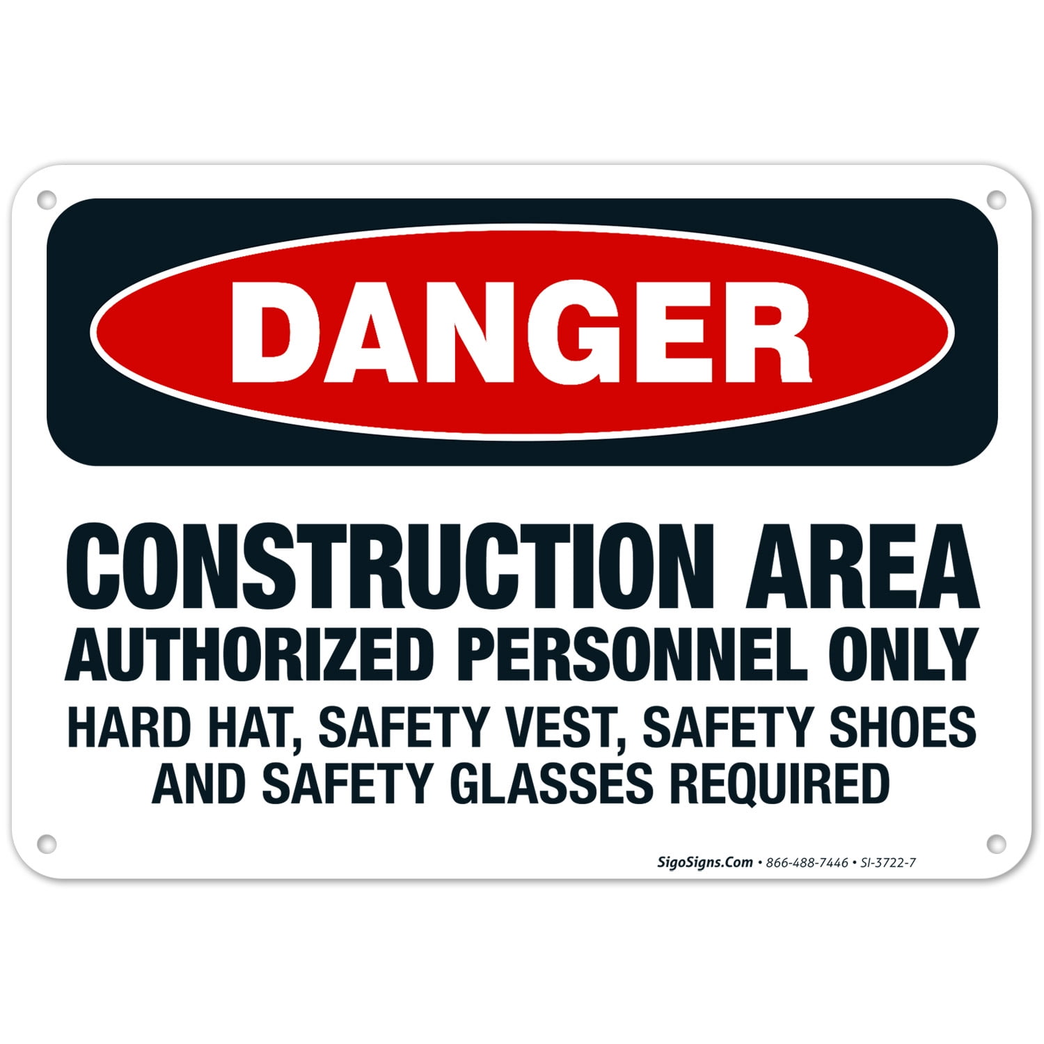 Construction Area Authorized Personnel Only Hard Hat Required Sign ...