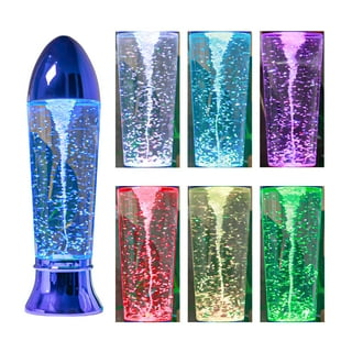 Urban Shop 13" Color Changing LED Glitter Lamp, Blue, Battery-Operated, Silver Metal Base ...