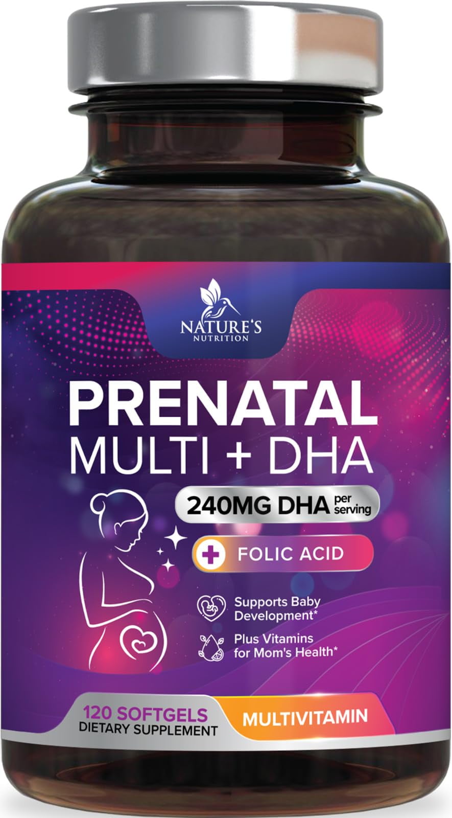 Multivitamínico prenatal Nature's Nutrition con ácido fólico y DHA ...