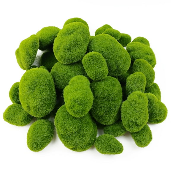 30PCS Artificial Moss Rocks Decorative, 3 Size Green Moss Balls,Moss ...