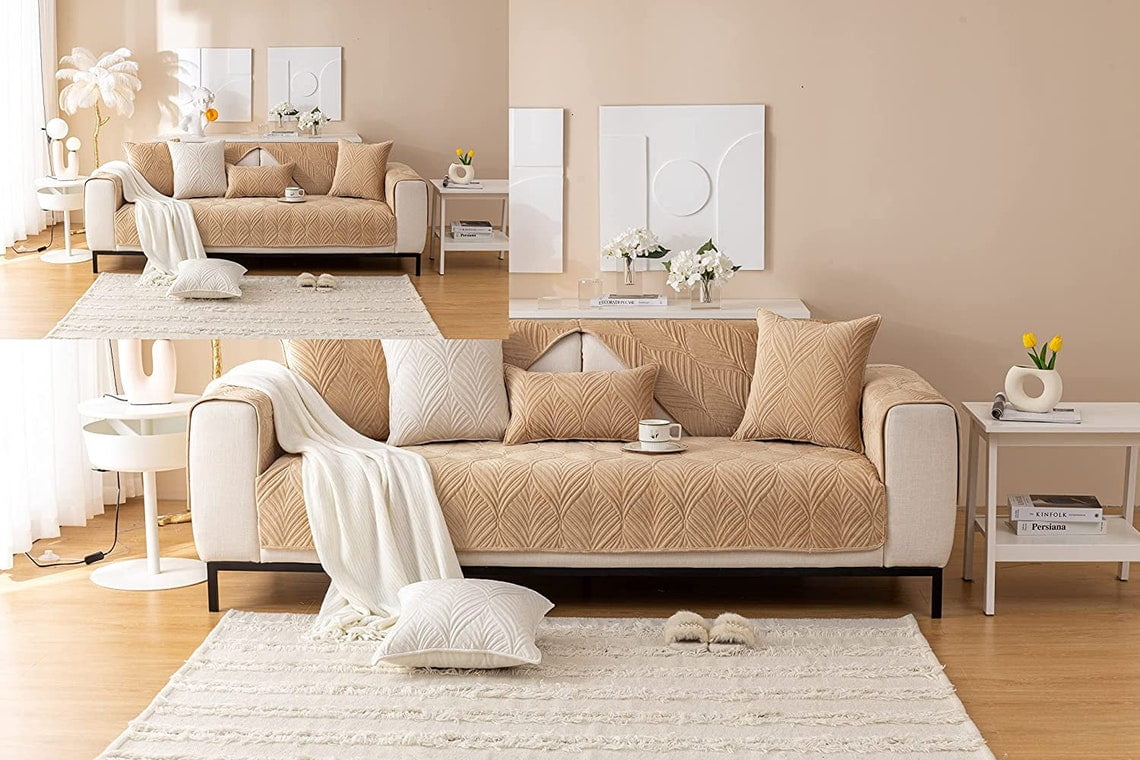OctoRose Super Soft Velvet Quilted Sofa Couch Throw Cover Sectional ...