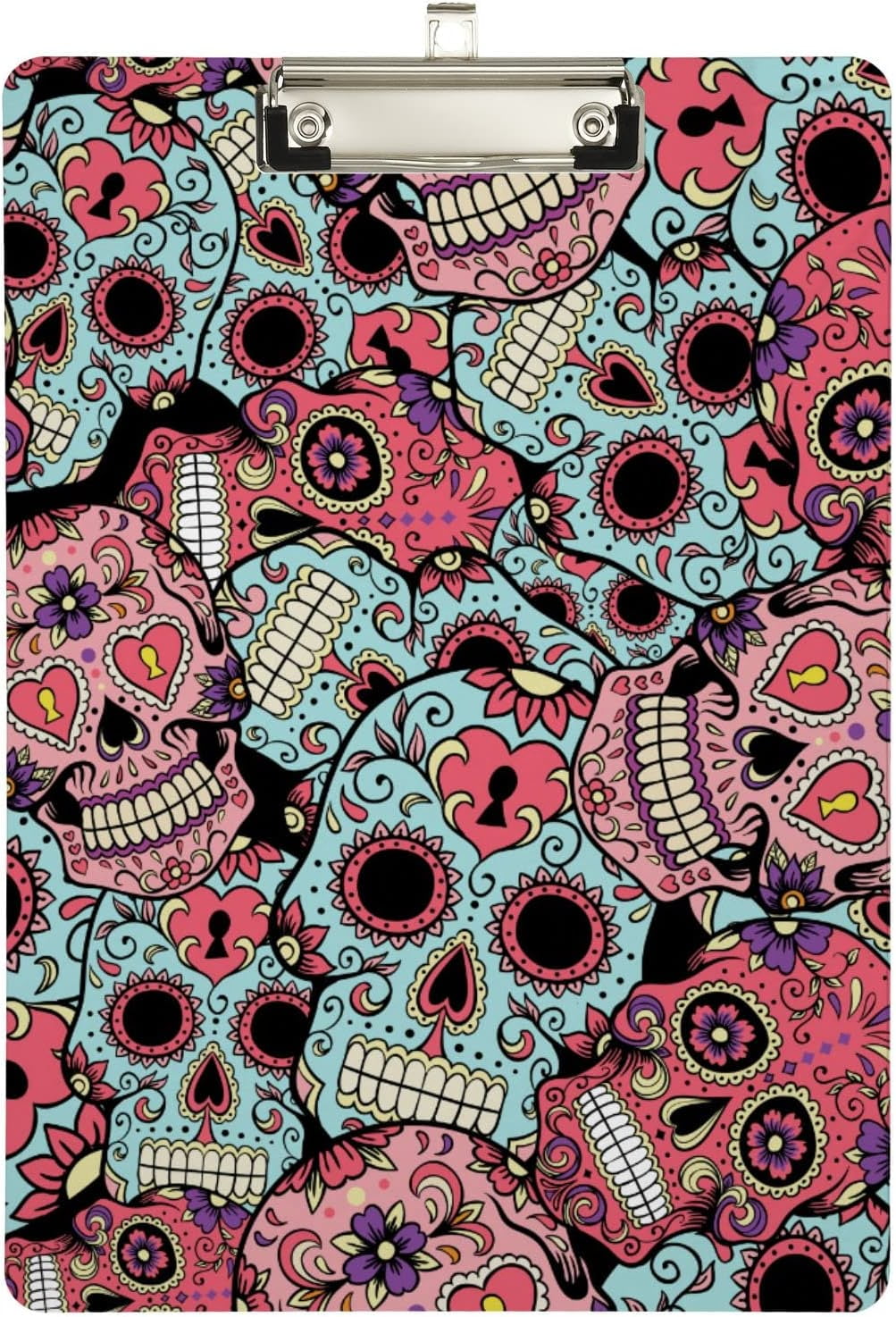 FMSHPON Floral Skull Fun Clipboard Hardboard Wood Nursing Clip Board ...