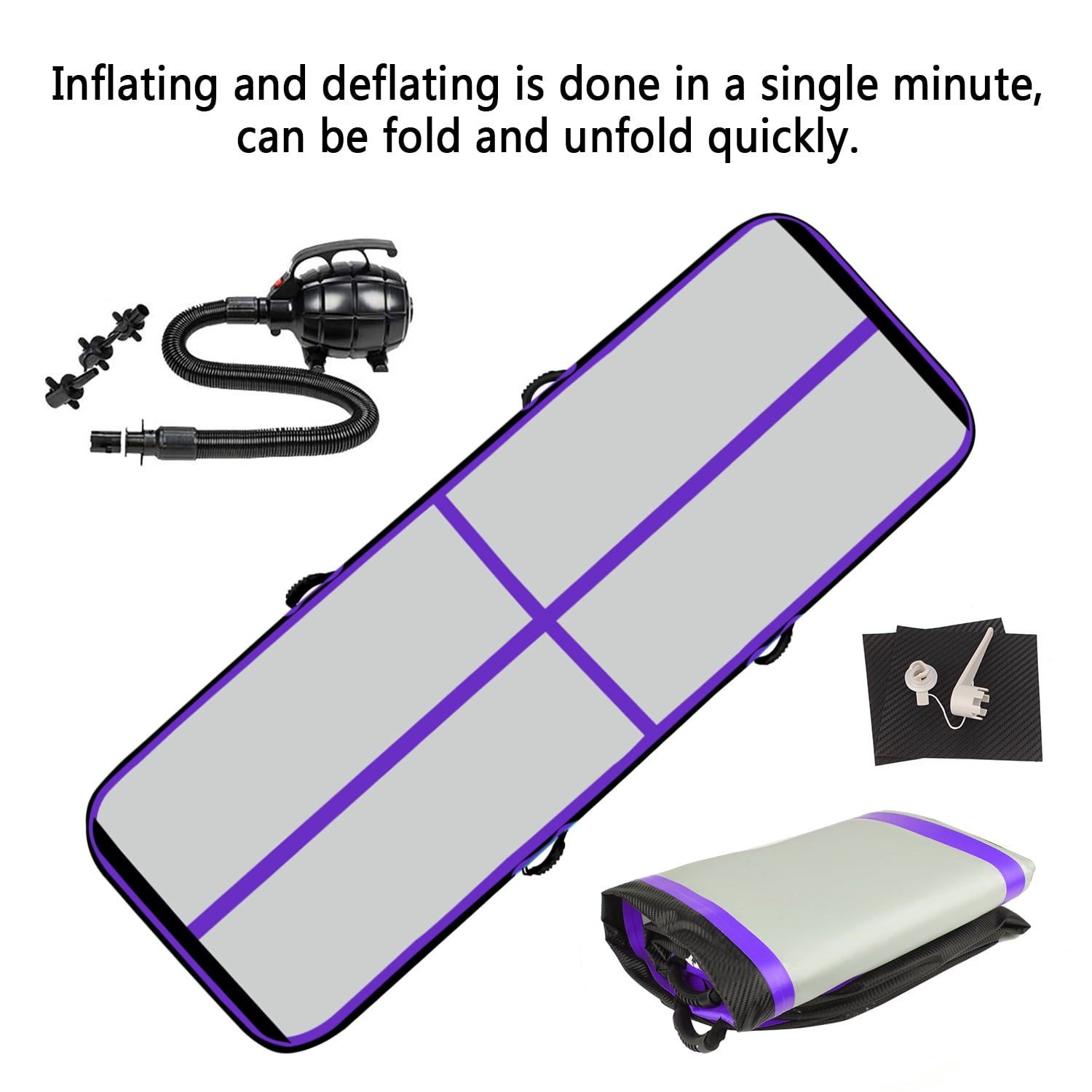 Purple 8m/26ft Inflatable Air Track Tumbling Gymnastic Mat Floor Home ...