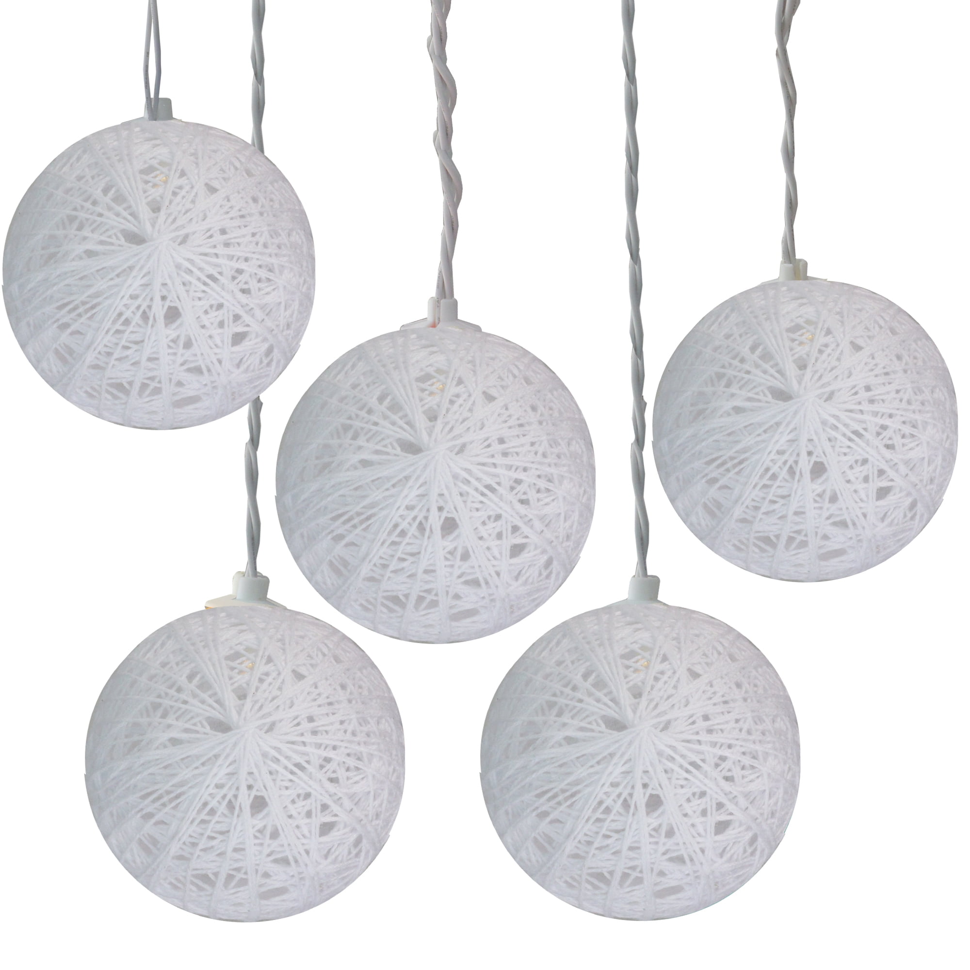 Set of 10 Battery Operated White String Globe LED Patio Garden or ...