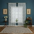 Floral Embroidered Semi-Sheer Lace Curtain Panel with Rod Pocket ...