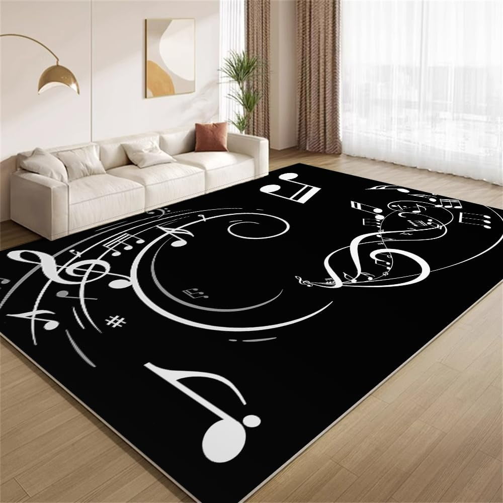 Click here for Mycarpetco Black And White Music Area Rugs 5x8ft R... prices