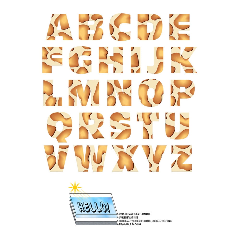 Alphabet Letters Uppercase Giraffe Print Animals SLAP-STICKZ(TM ...